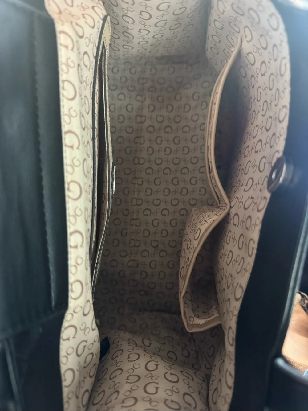 Guess | Bags | Guess Black Embossed Triangle Logo Tote | Poshmark